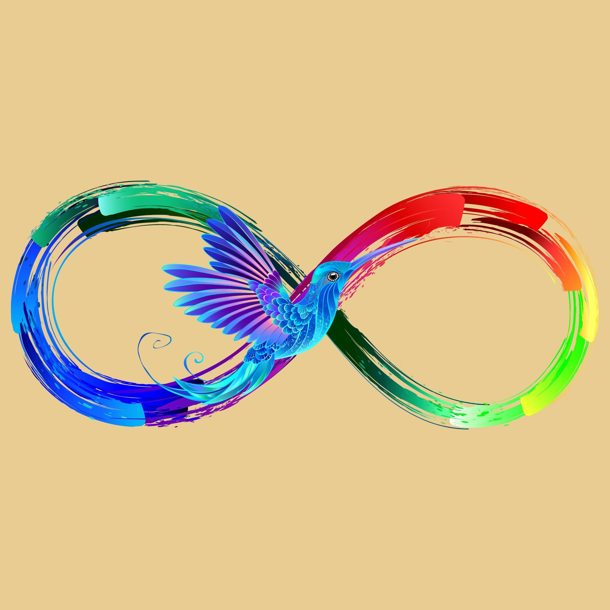 Colorful Infinity Symbol With Humming Bird Png File Digital Download ...