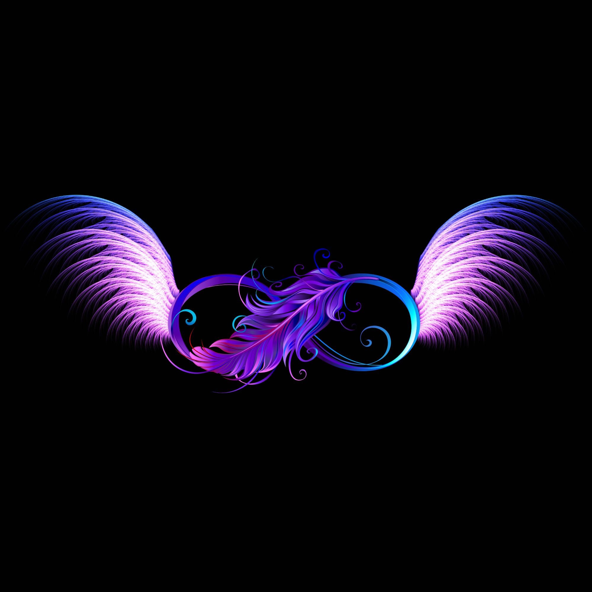 Purple Infinity Symbol With Angel Wings and Feather Png File, Digital ...