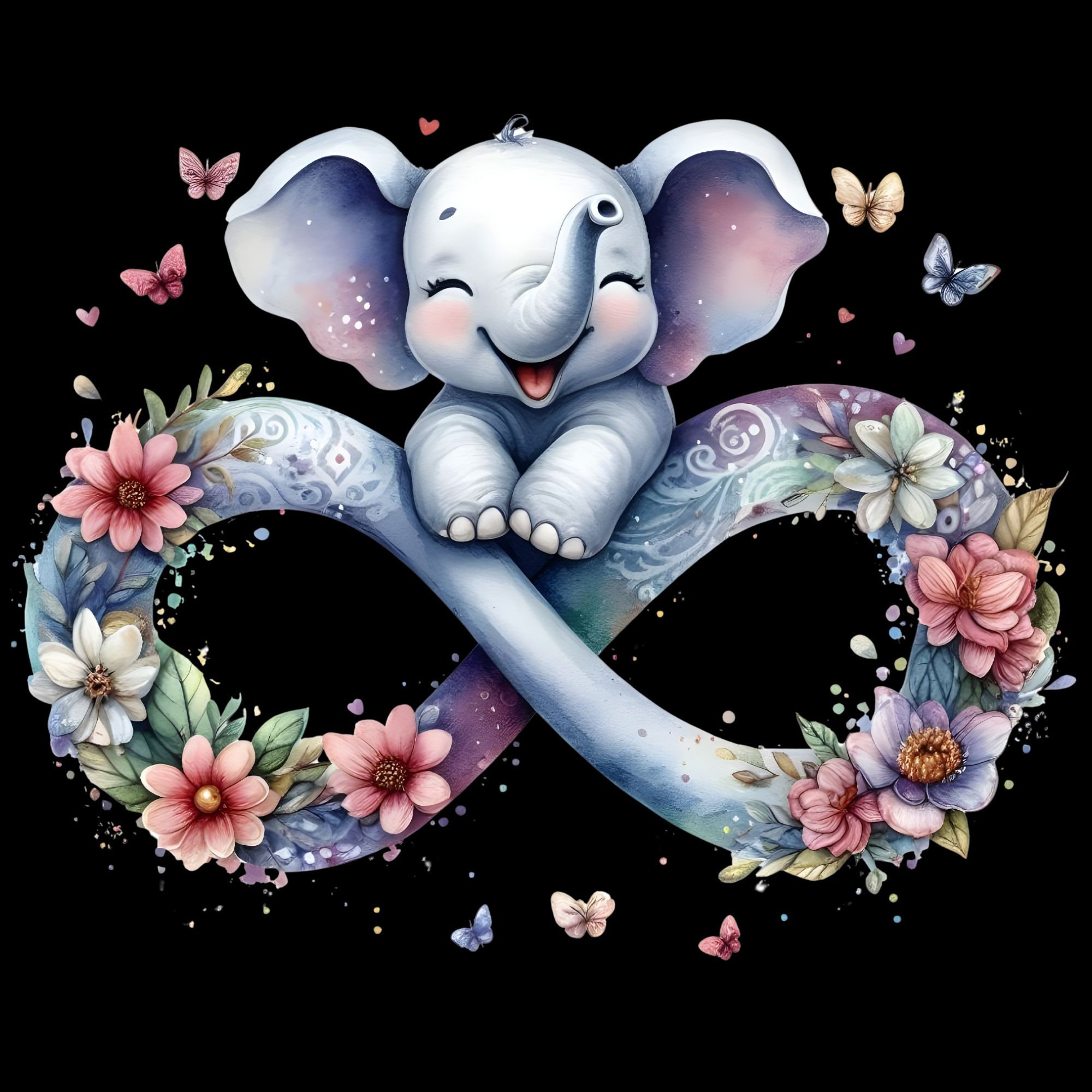 Cute Baby Elephant Infinity Symbol Png JPG File, Digital Download, Pod ...