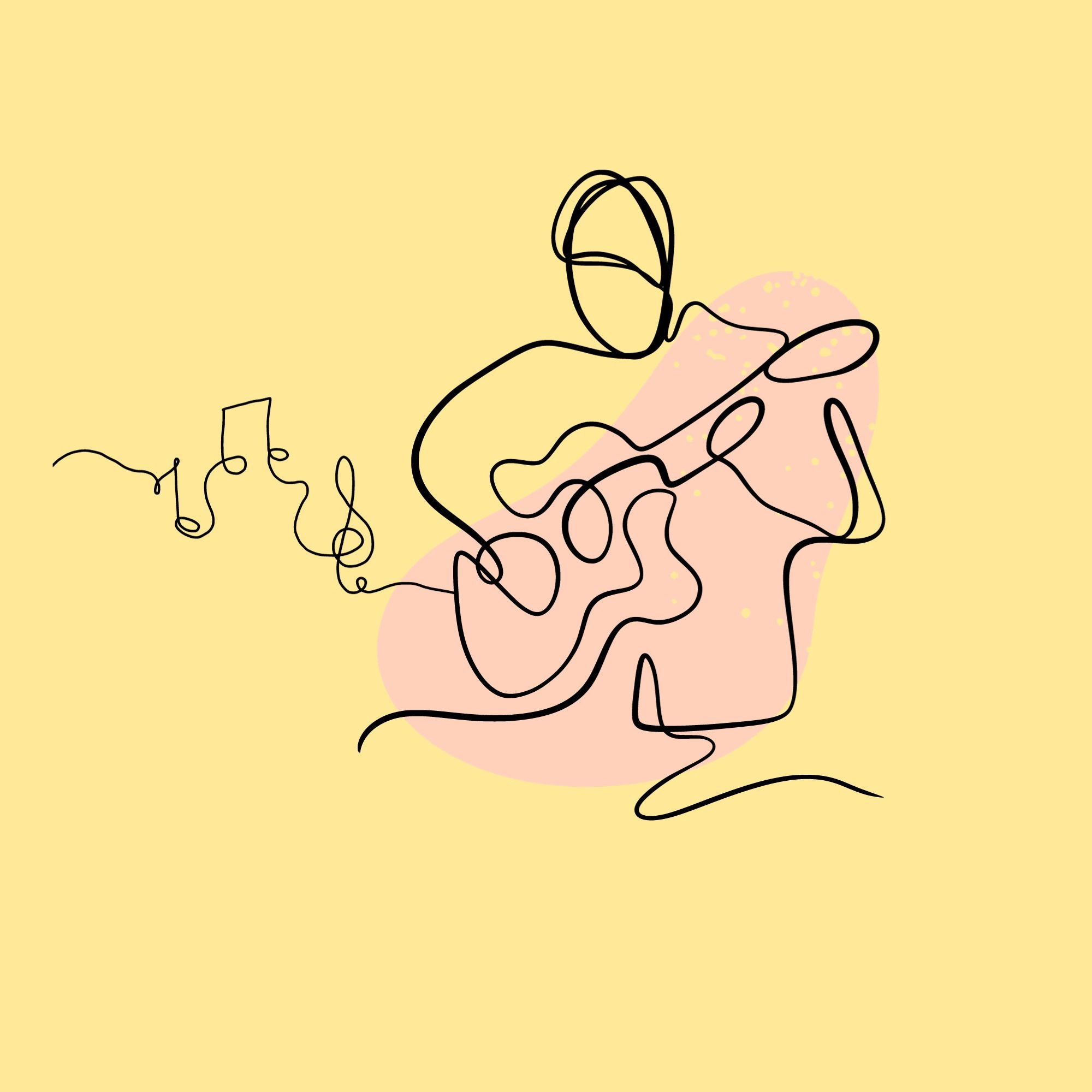 Minimalist Guitar Player Line Art PNG File, Digital Download ...