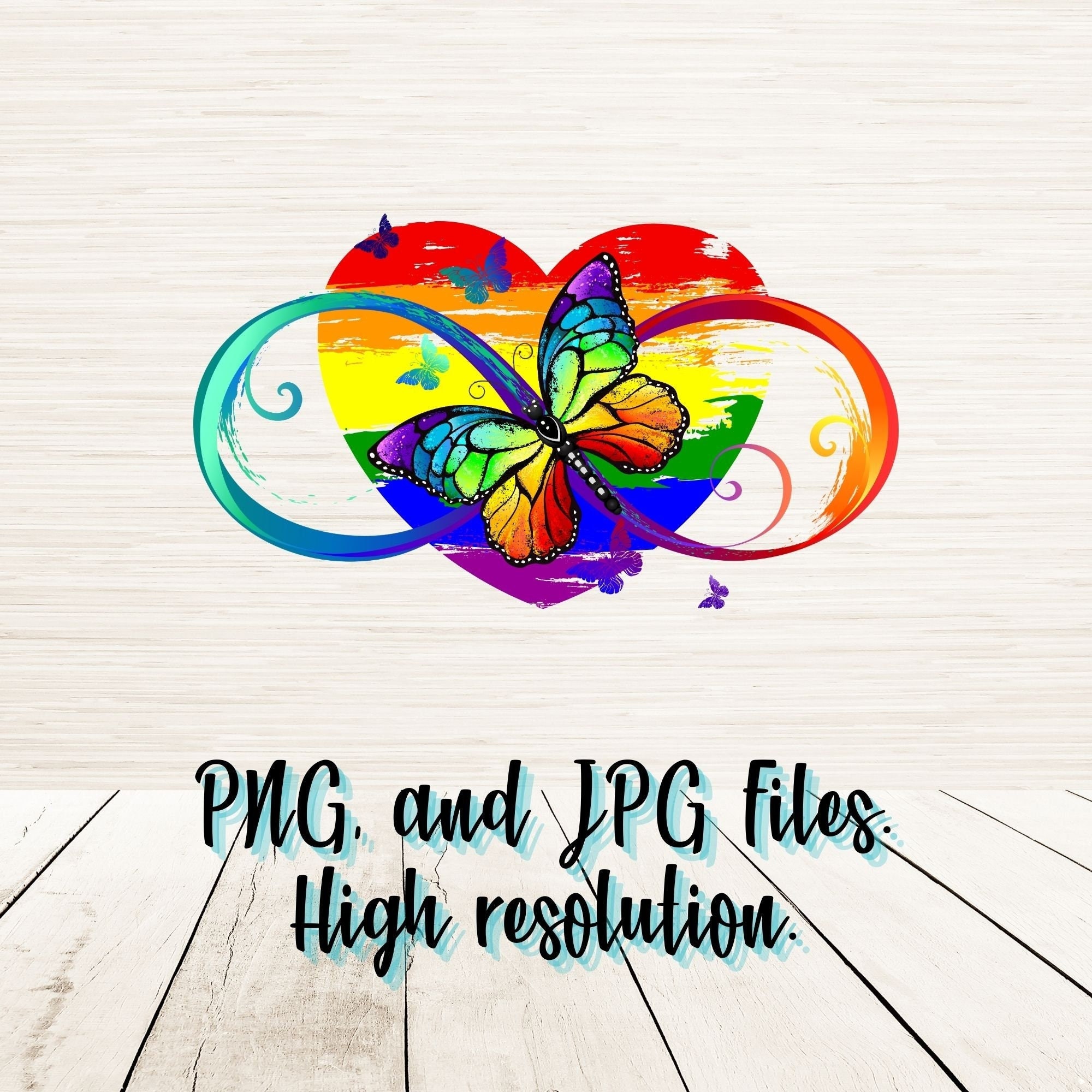 Colorful Infinity Symbol With Butterflies and Heart Png File, Digital ...