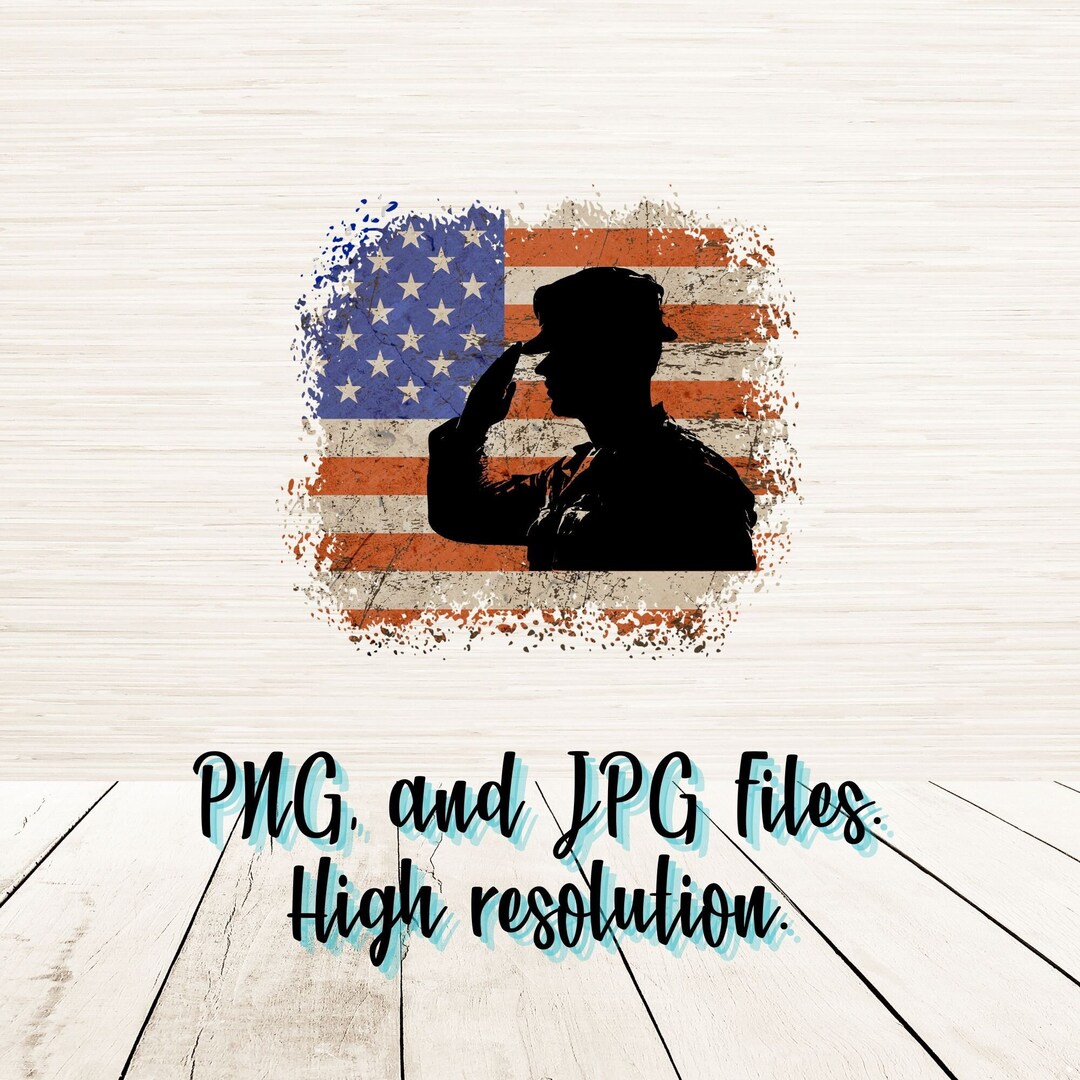 American Flag With Soldier Saluting PNG File, Digital Download, Combat ...