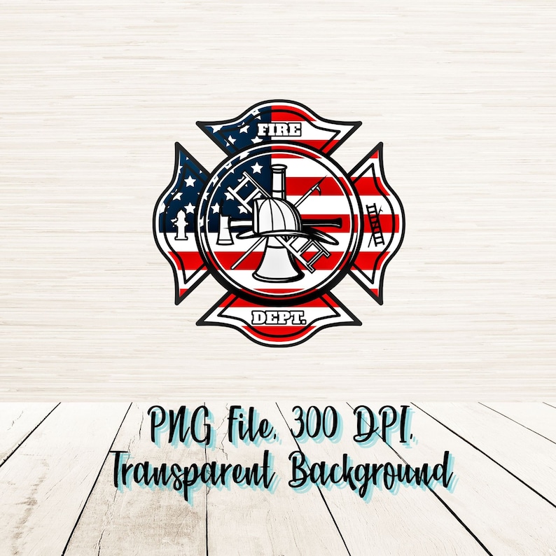 Firefighter Shield PNG | Digital Illustration Download | Shirt Logo ...