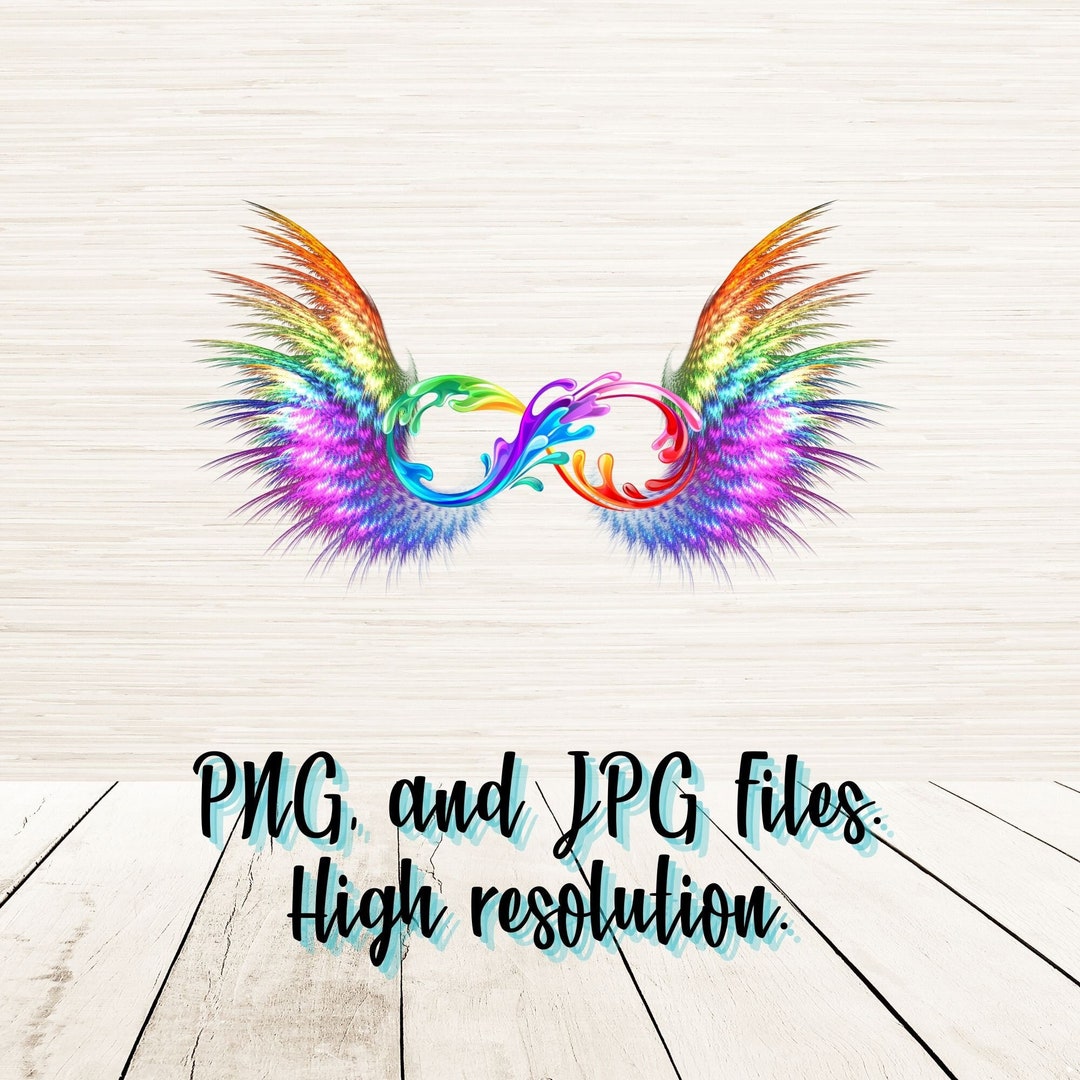 Colorful Infinity Symbol With Tie Dye Angel Wings Png File, Digital ...