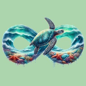 Aquatic Oceanic Infinity Symbol With Sea Turtle Png JPG File, Digital ...