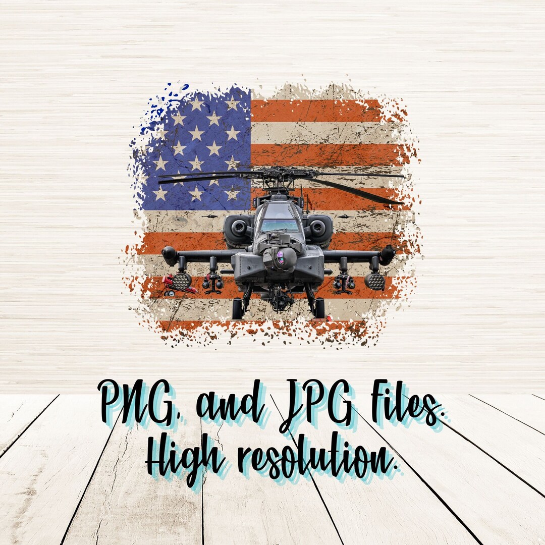 American Flag With Apache Helicopter PNG File, Digital Download ...