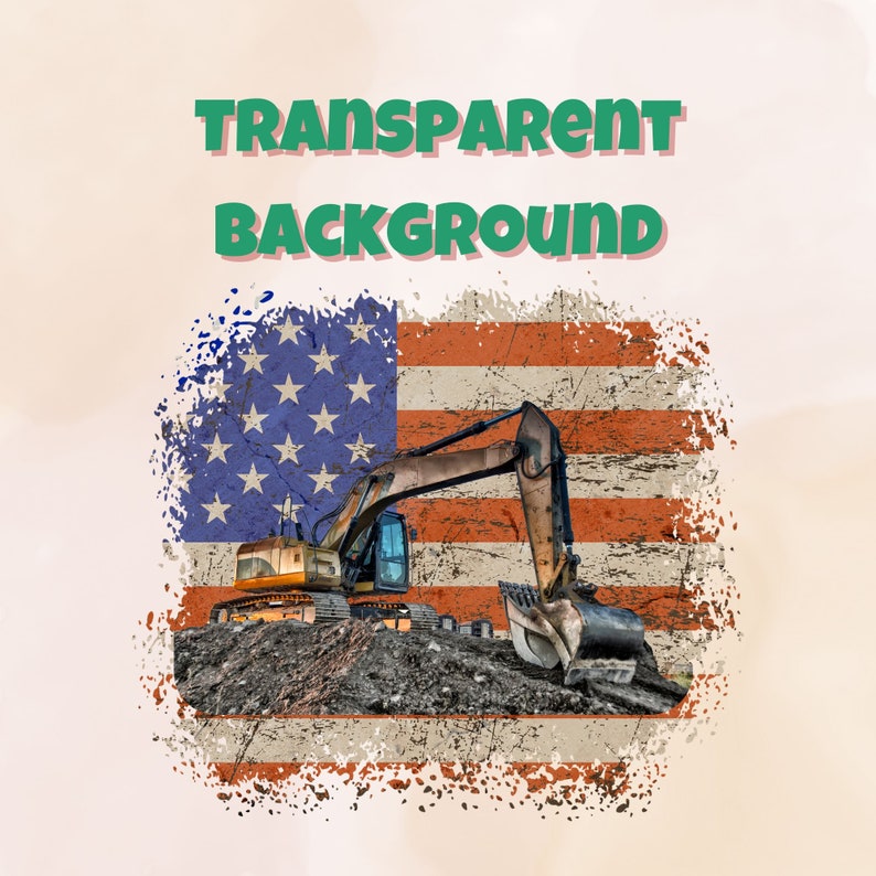 American Flag With Excavator PNG File | Digital Download | Watercolor ...