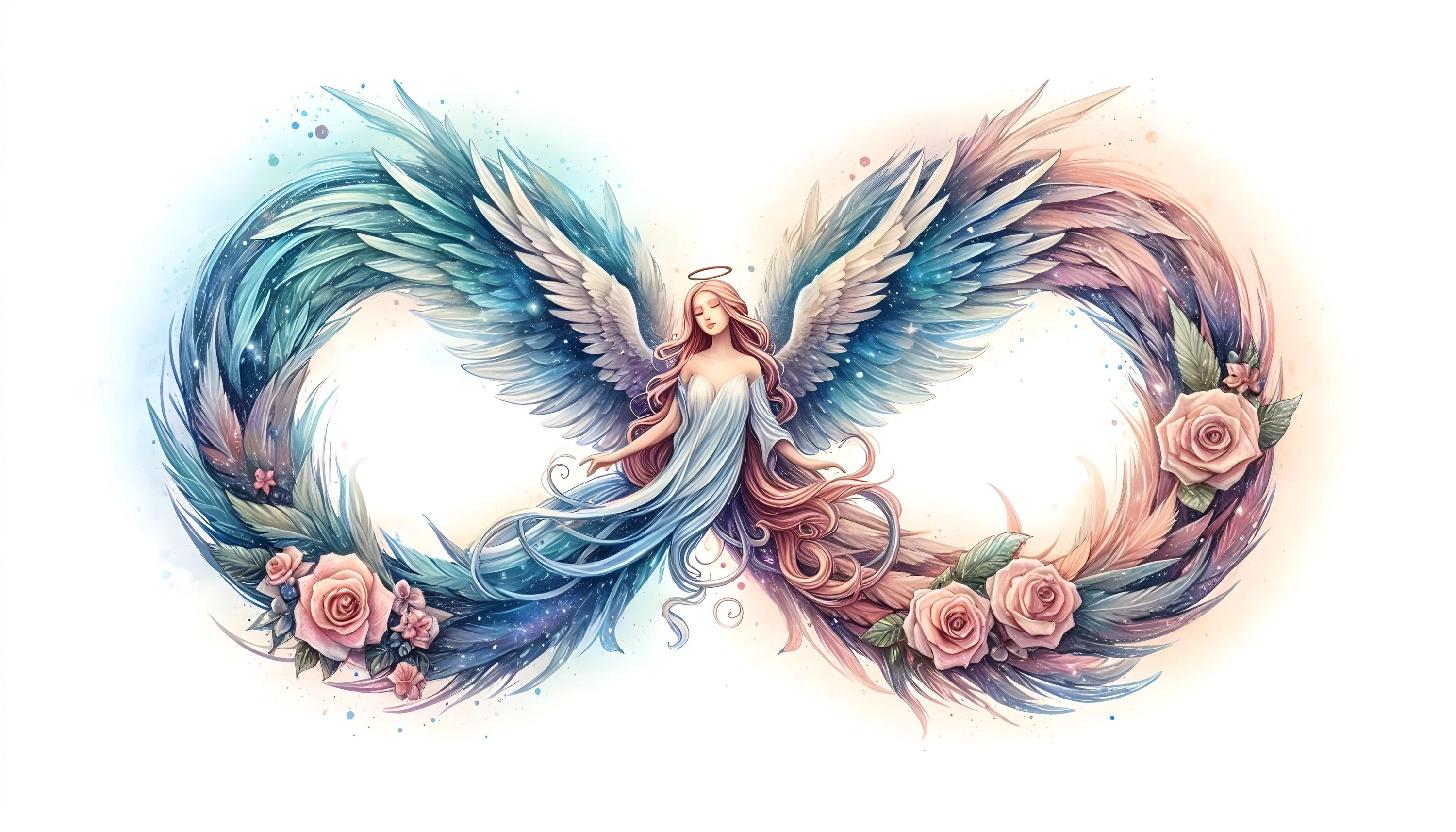 14 Colorful Infinity Symbol With Angel Clipart JPG File, Religious ...