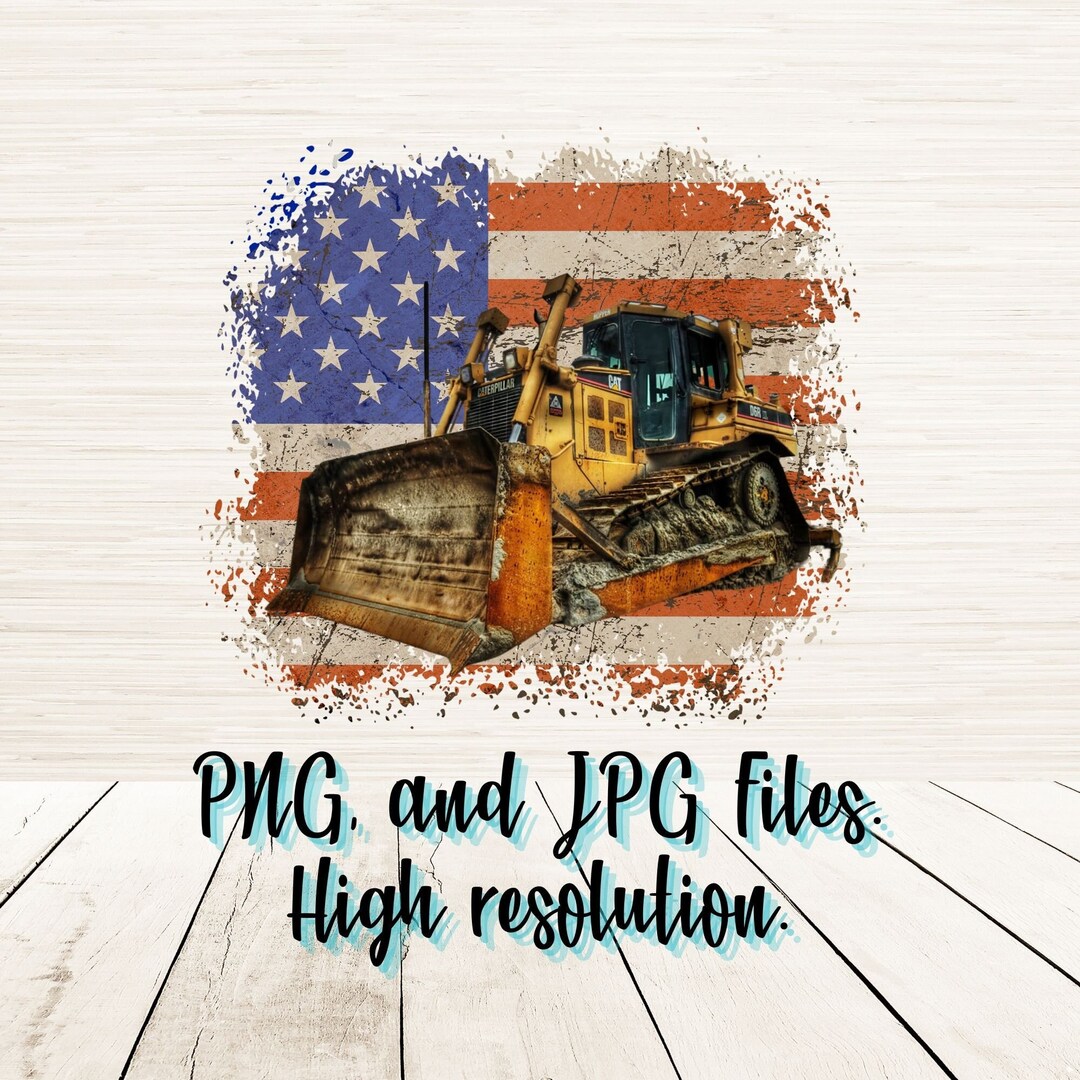 American Flag With Bulldozer PNG File | Digital Download | Watercolor ...