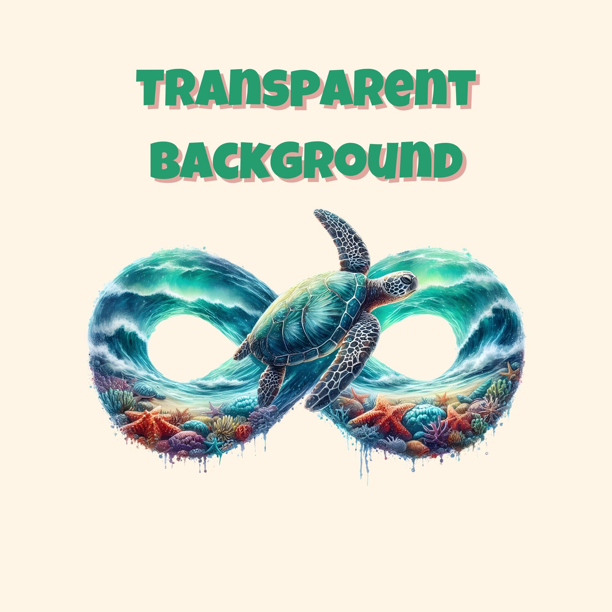 Aquatic Oceanic Infinity Symbol With Sea Turtle Png JPG File, Digital ...