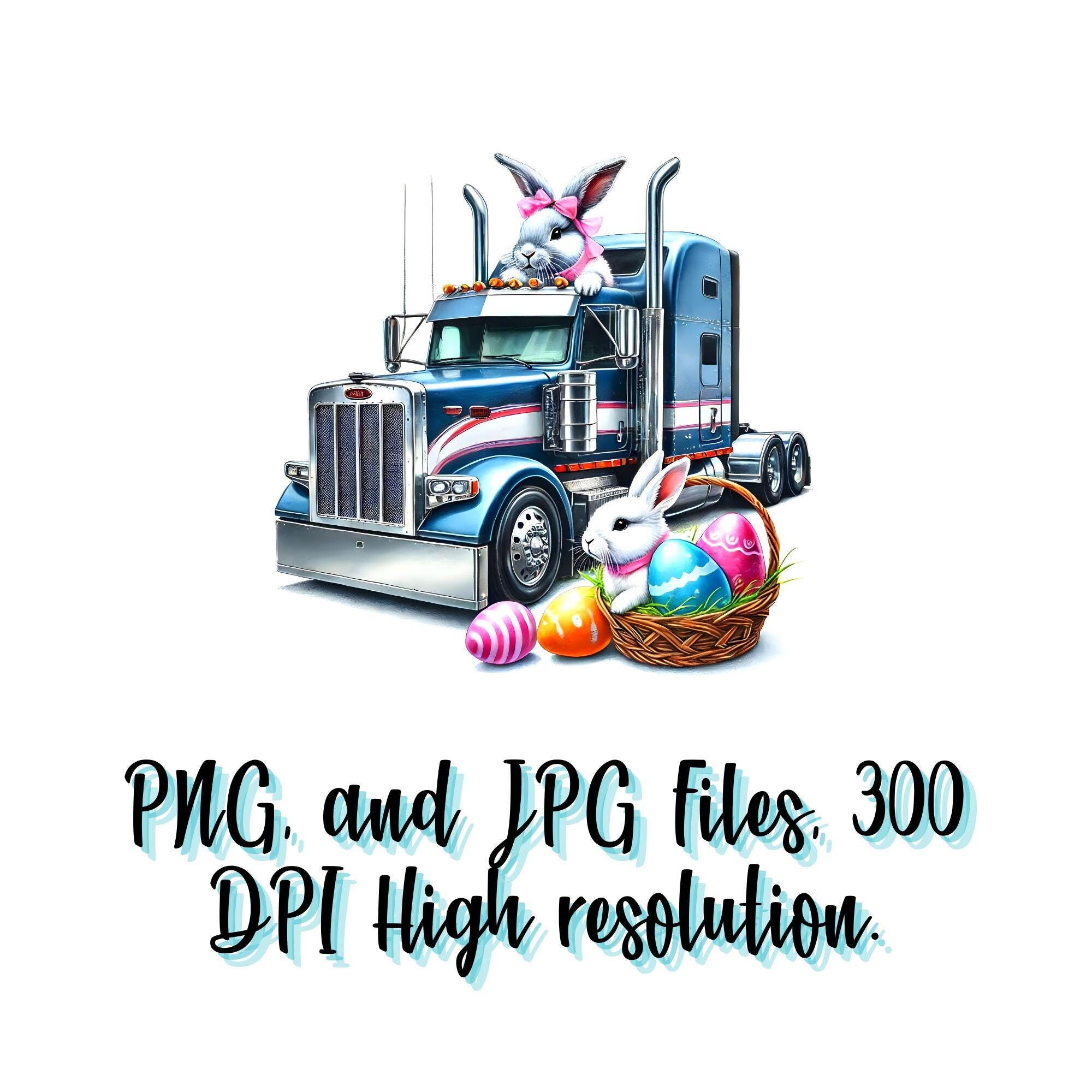 Easter Themed Peterbilt Semi Truck Clipart JPG File, Trucker T Shirt ...