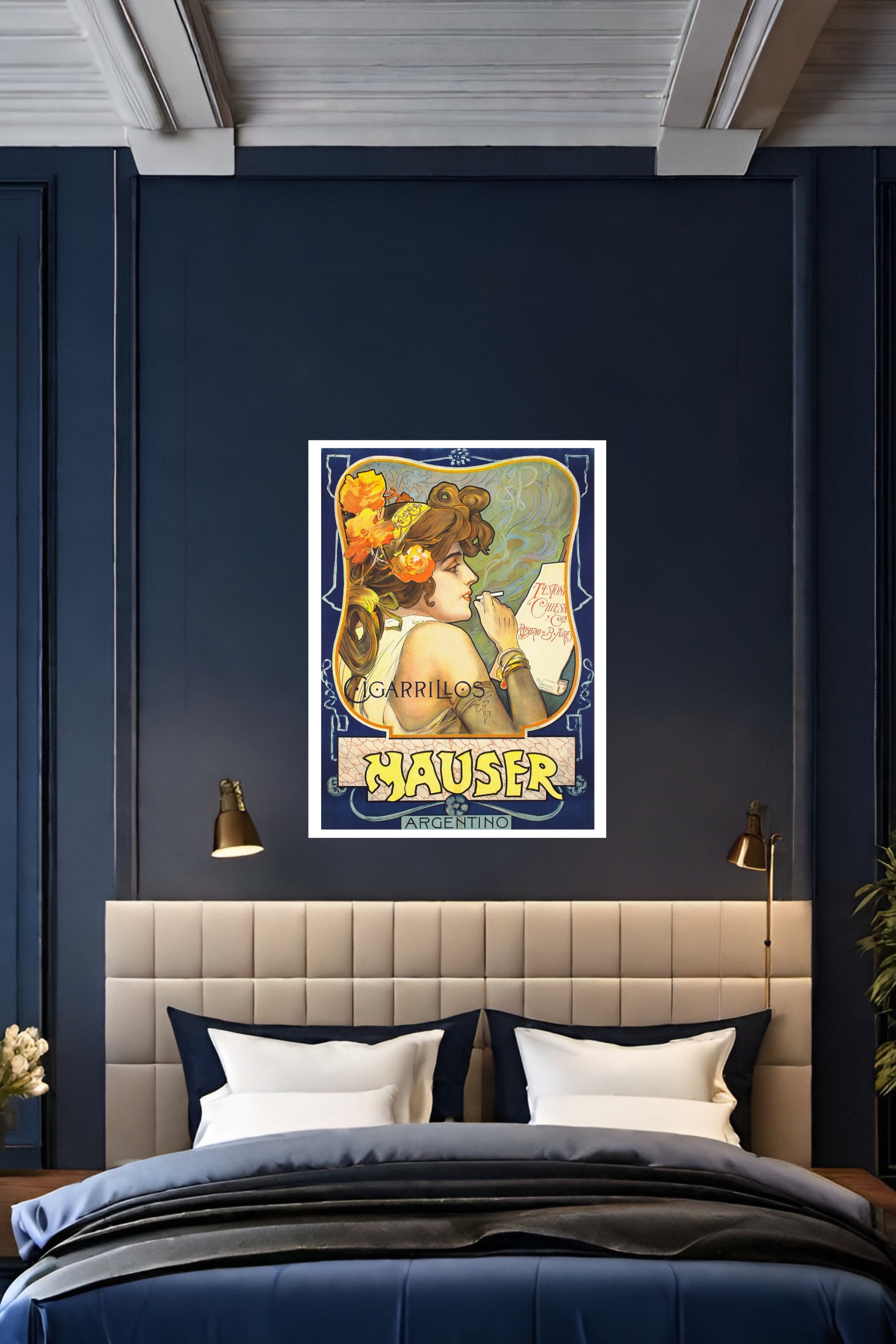Art Nouveau Poster Reproduction 1905 Mauser Cigarillo Ad Retro Wall Art ...