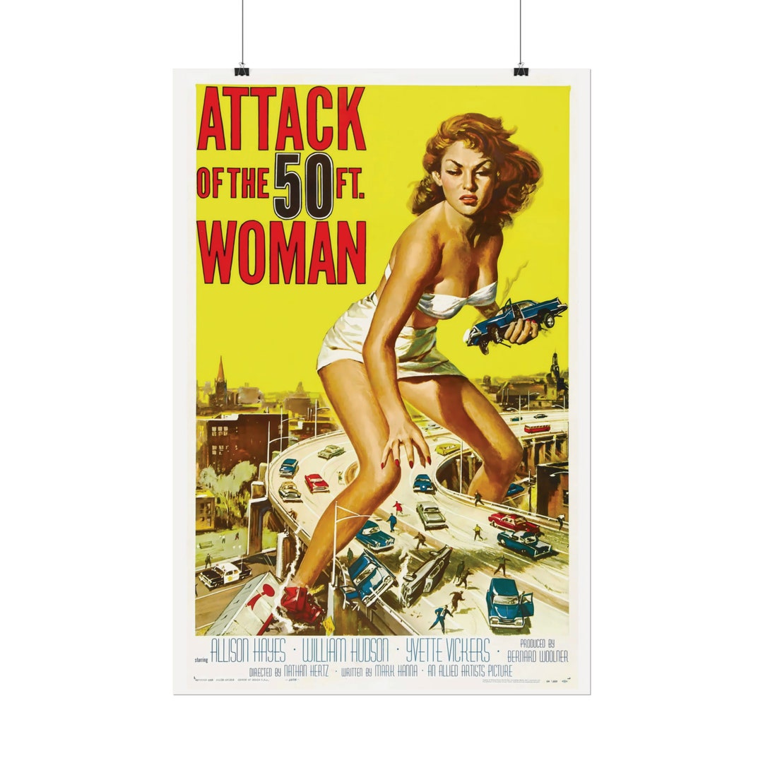 Attack Of The 50 Ft Woman Reproduction Vintage Movie Poster 1958 Vintage Sci Fi Print Retro