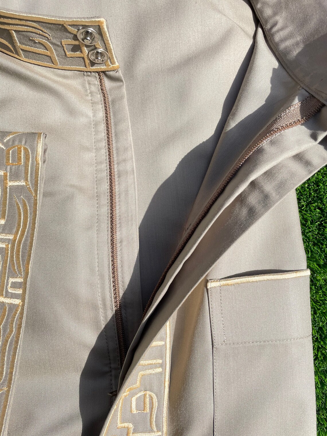 Mens Silvered Sage Saudi Thobe With Gold Embroidery - Etsy