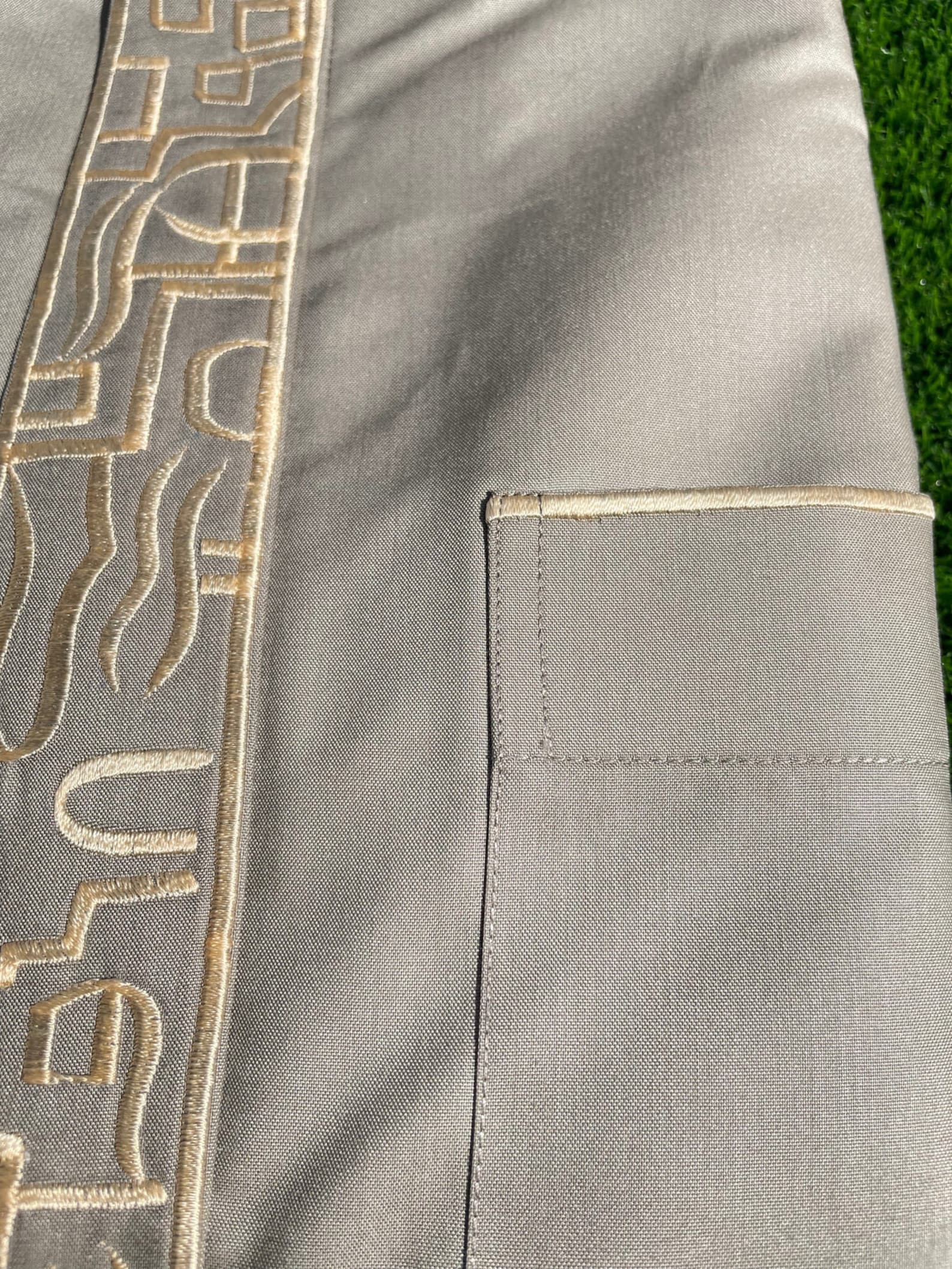 Mens Silvered Sage Saudi Thobe With Gold Embroidery - Etsy