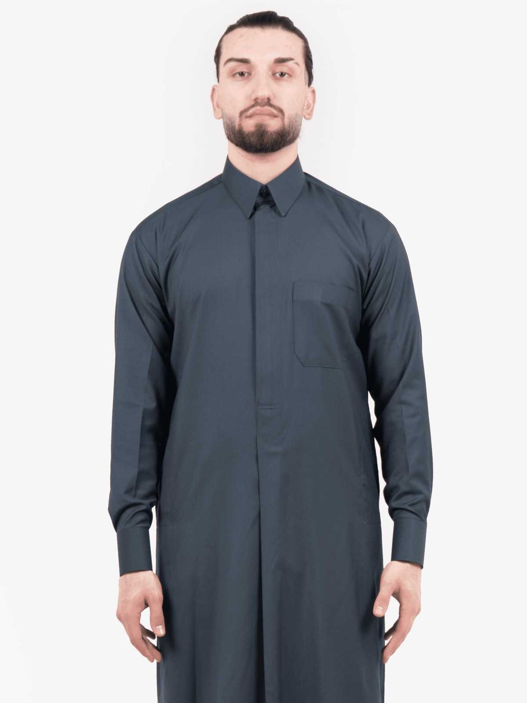 Mens Carbon Qatari Wool Mix Thobes Jubbah Jubba Thawb Kandora Dishdasha ...