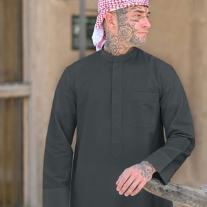 Mens Steel Grey Kuwaiti Thobe - Etsy