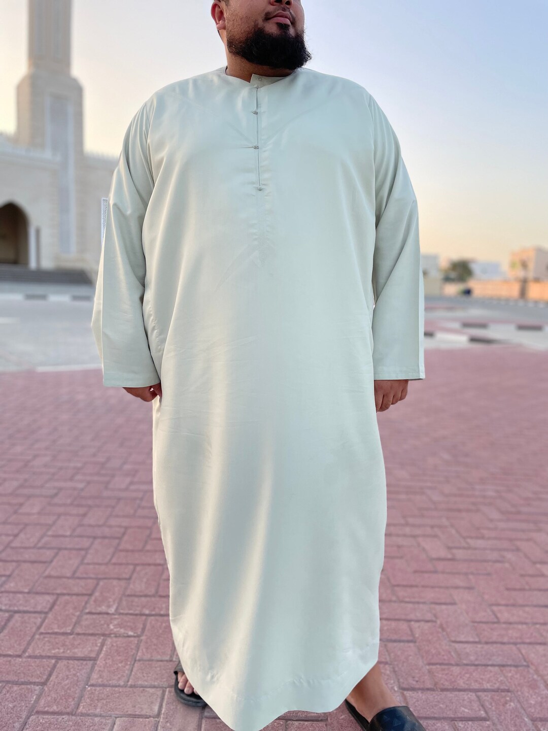Mens Light Green Emirati Thobes Jubbah Jubba Thawb Kandora Dishdasha ...