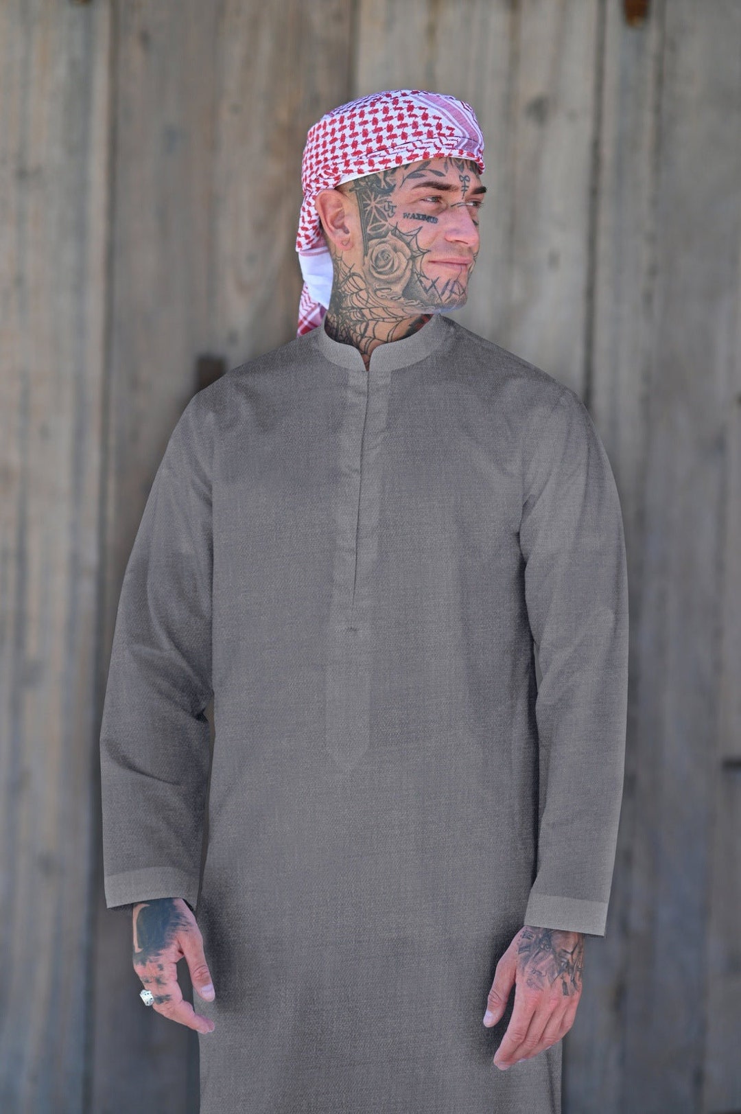 Mens Grey Bahraini Wool Mix Thobes Jubbah Jubba Thawb Kandora Dishdasha ...