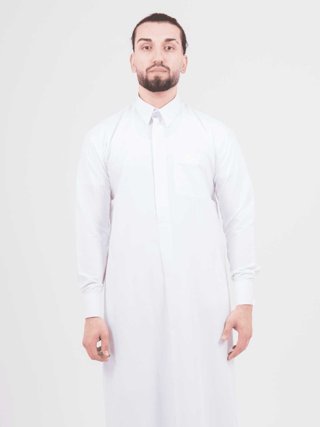 Mens White Qatari Thobe With Front Pleat Wool Mix Thobes Jubbah Jubba Thawb Kandora Dishdasha ...