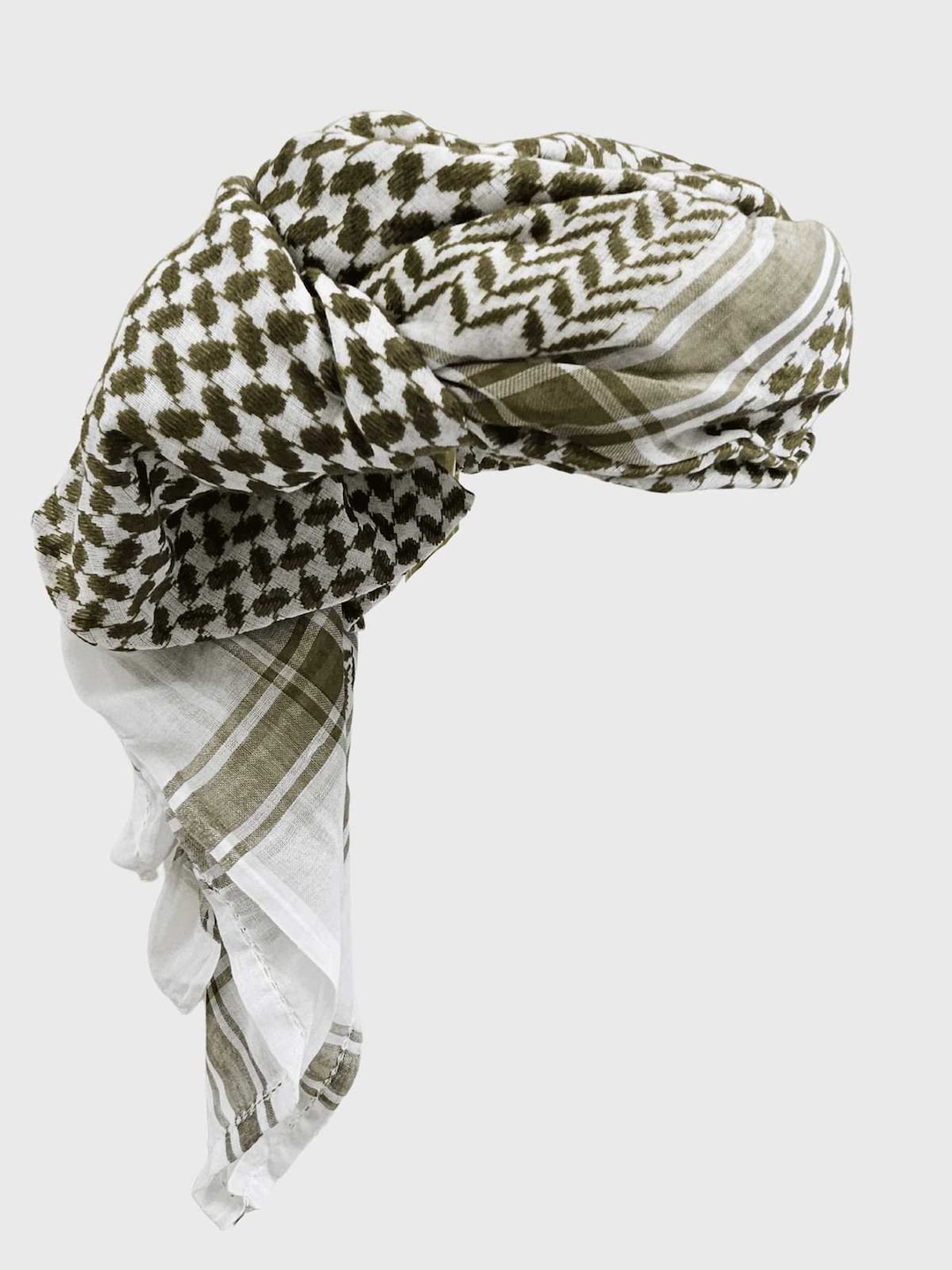 Mens Ready Made Olive Green & White Arab Hat Shemagh Keffiyeh - Etsy