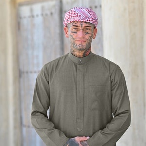 Mens Emerald Green Saudi Thobes Jubbah Jubba Thawb Kandora Dishdasha ...