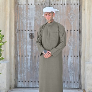Mens Emerald Green Saudi Thobes Jubbah Jubba Thawb Kandora Dishdasha ...