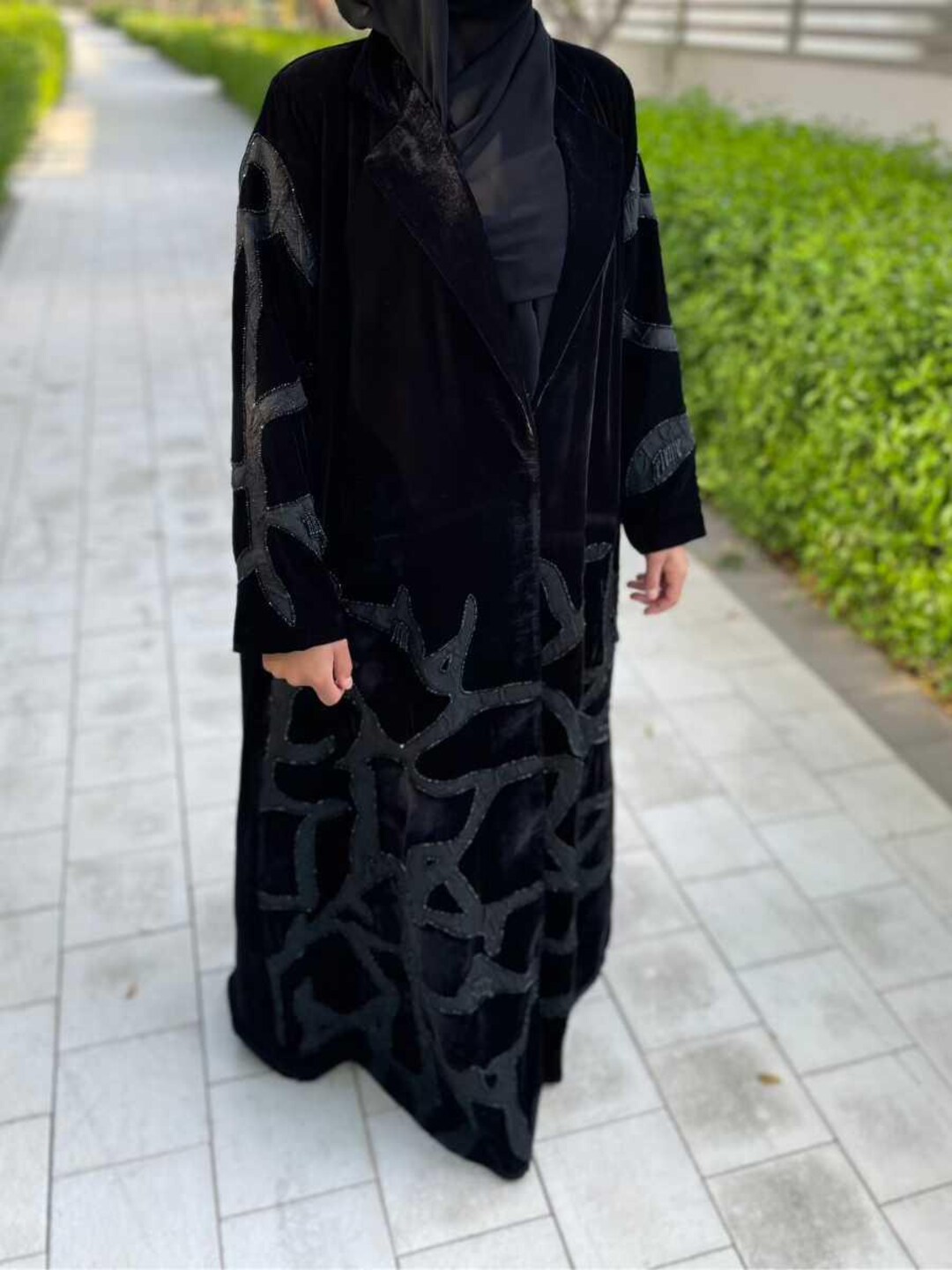 Thick Velvet Black Open Abaya With Elegant Embroidery - Etsy