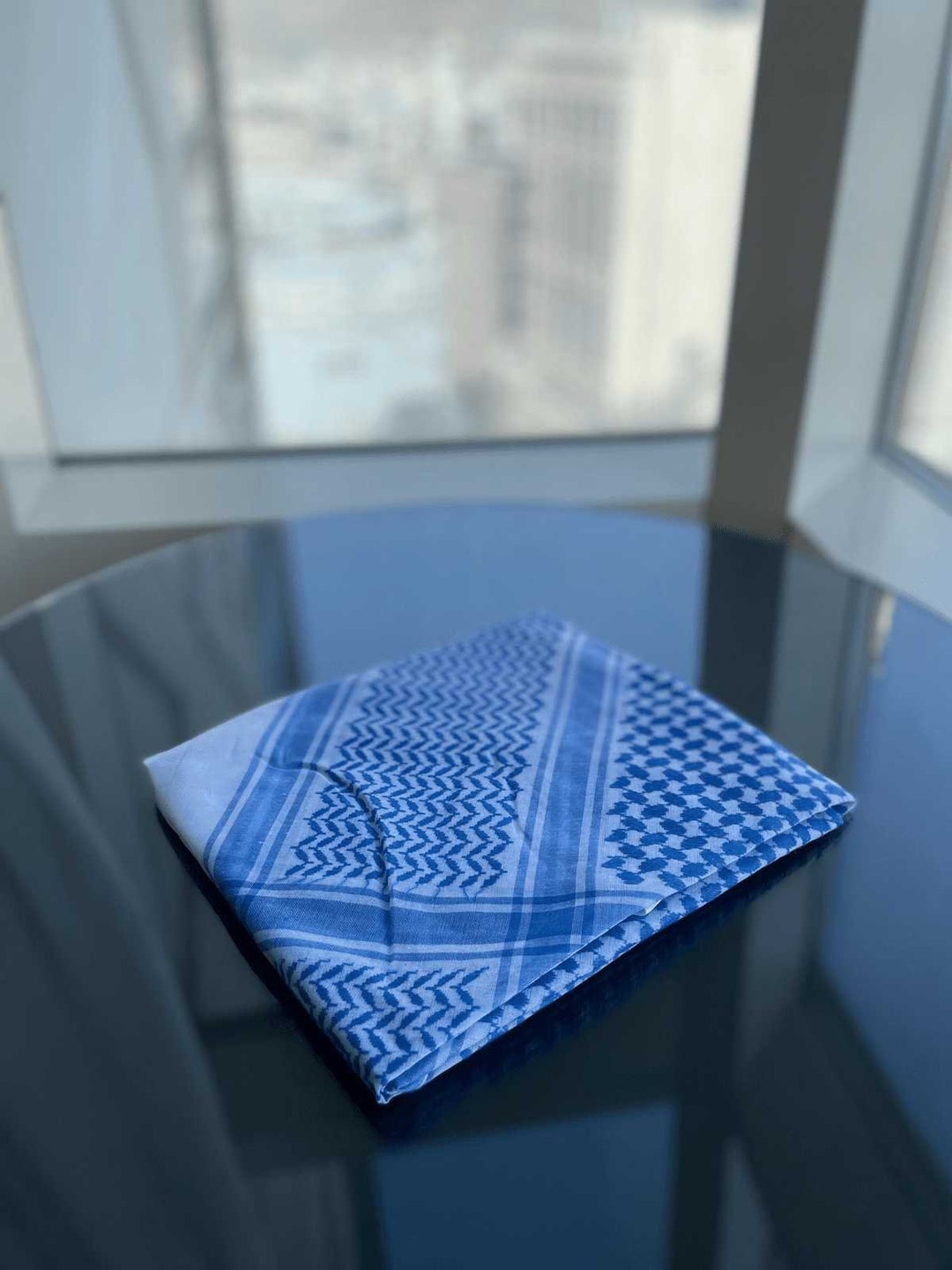 Unisex Blue and White Keffiyeh Scarf Original Arab Scarf Saudi Arabian ...