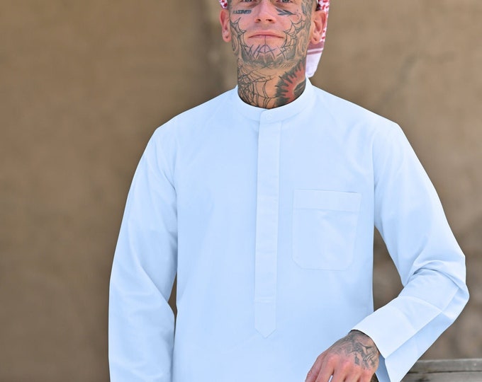 Mens White Kuwaiti Thobes Jubbah Jubba Thawb Kandora Dishdasha Jalabiya ...