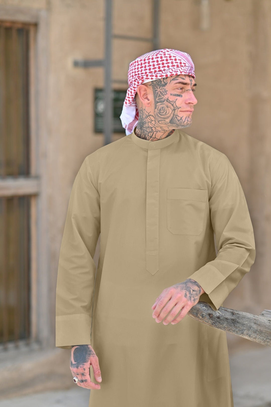 Mens Golden Sand Kuwaiti Thobes Jubbah Jubba Thawb Kandora Dishdasha Jalabiya Kaftan Qamis Mens ...