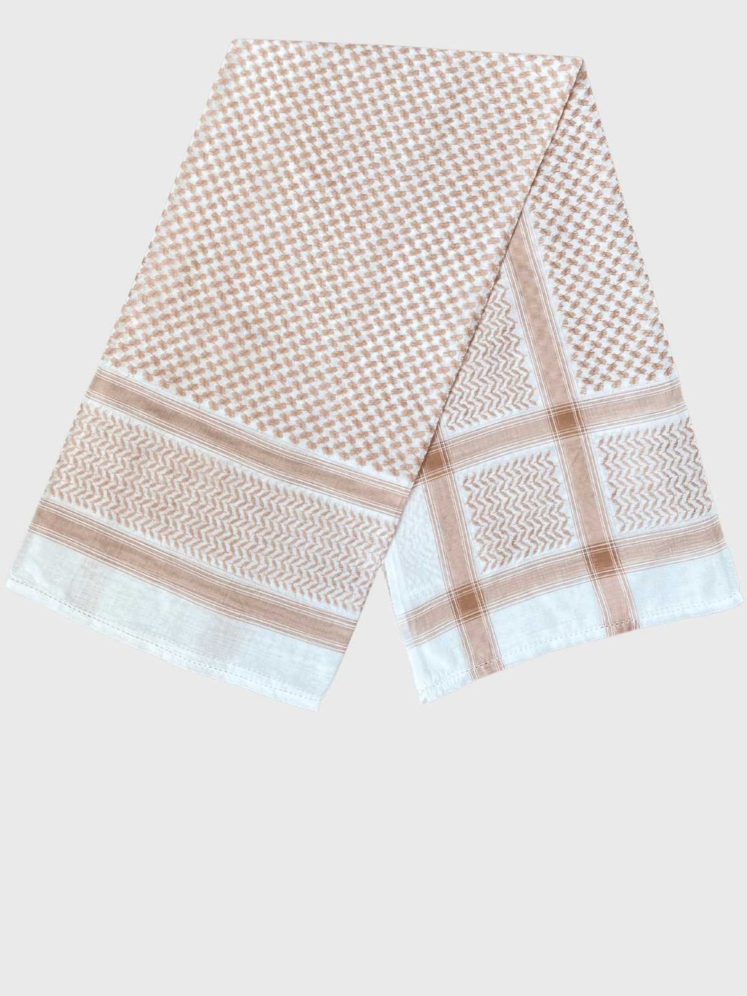 Unisex Beige and White Keffiyeh Scarf Original Arab Scarf Saudi Arabian ...