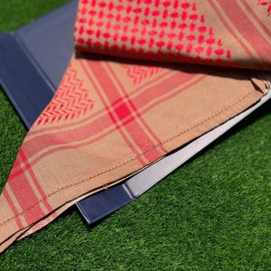 Unisex Crimson Tan Keffiyeh Scarf Original Arab Scarf Saudi Arabian ...