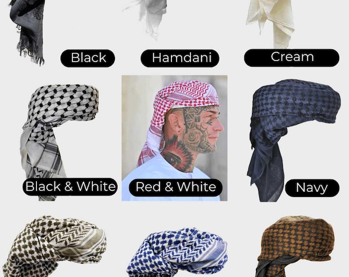 Mens & Kids Adjustable Ready Made Arab Hat Shemagh Keffiyeh Wrap (23 ...