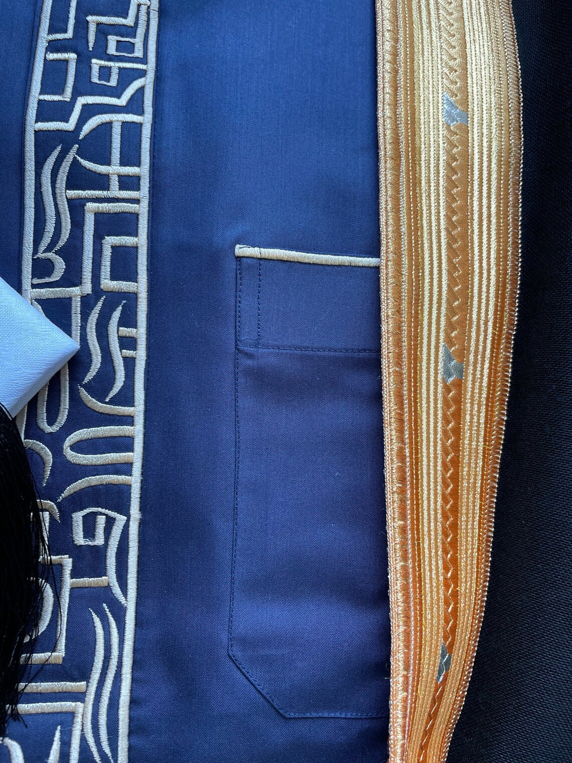 Mens Blue Thobe With Gold Embroidery 3 Pcs Set - Etsy