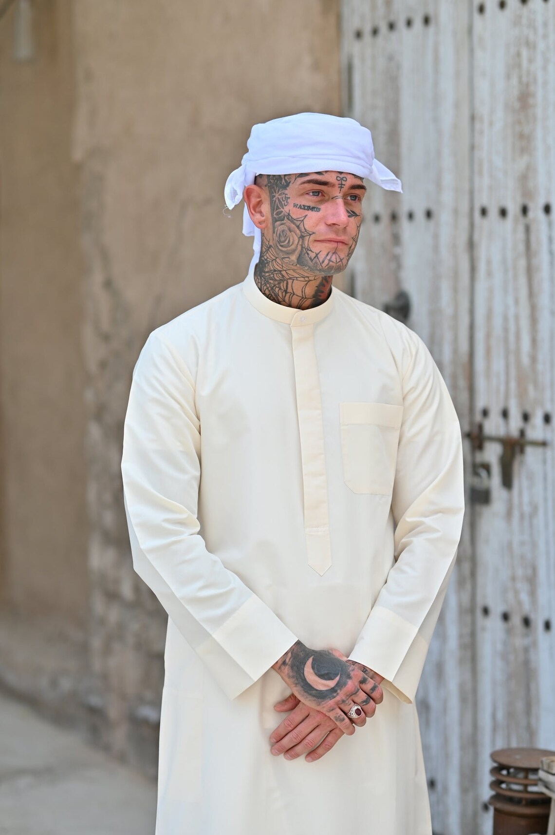 Mens Ready Made White Arab Hat Ghutra Keffiyeh - Etsy