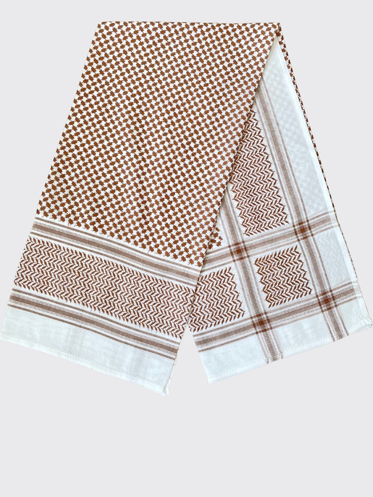 Unisex Light Brown and White Keffiyeh Scarf Original Arab Scarf Saudi ...