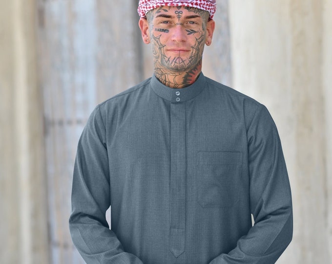 Mens Deep Teal Saudi Wool Mix Thobes Jubbah Jubba Thawb Kandora ...