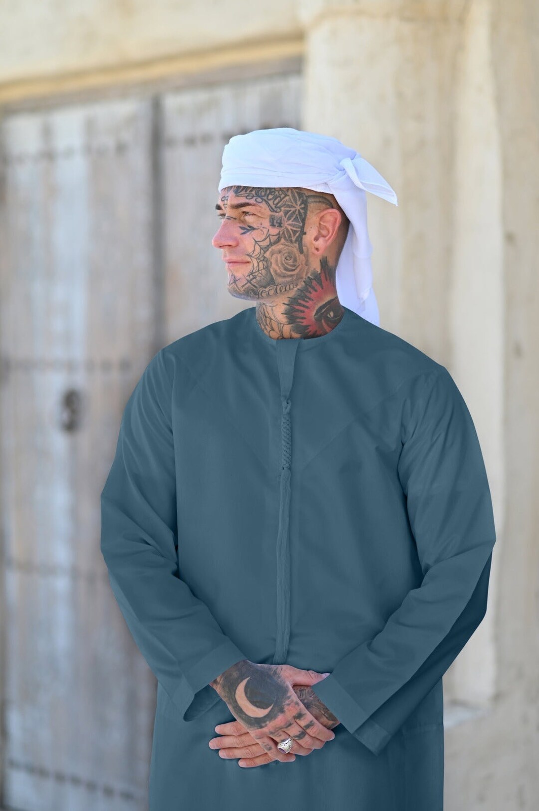 Mens Turquoise Majesty Emirati Thobe, Kondura, Jubba for Men, Mens ...