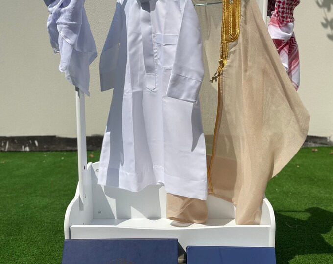 Deluxe Baby Boy Thobe Beige Bisht 0 to 12 Months 4 Items Thobes Jubbah ...
