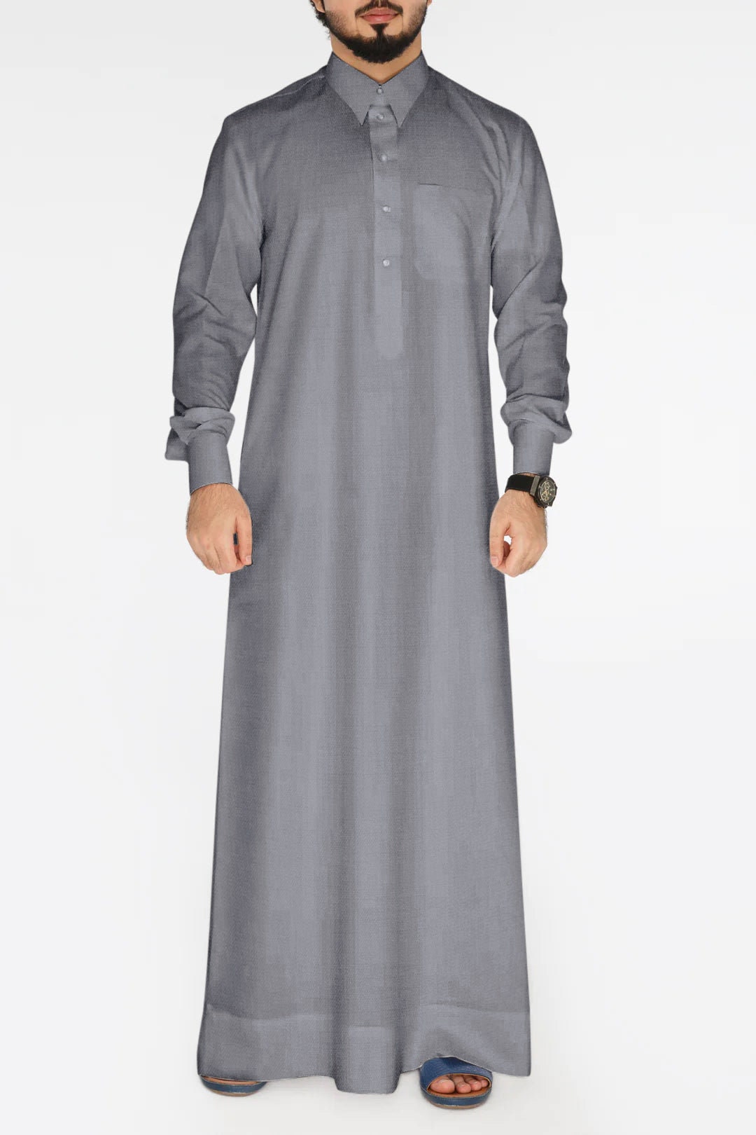 Mens Grey Qatari Wool Mix Thobes Jubbah Jubba Thawb Kandora Dishdasha ...