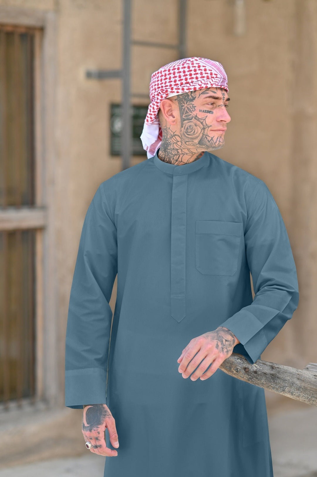 Mens Turquoise Majesty Kuwaiti Thobes Jubbah Jubba Thawb Kandora ...