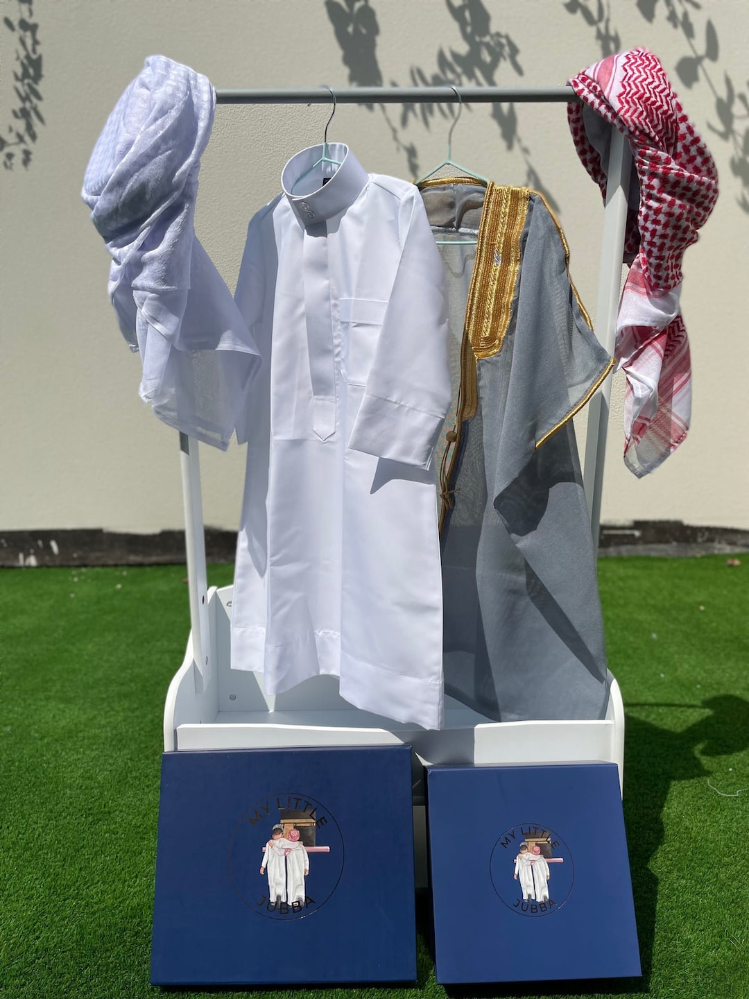 Deluxe Baby Boy Thobe Grey Bisht 0 to 12 Months 4 Items Thobes Jubbah ...