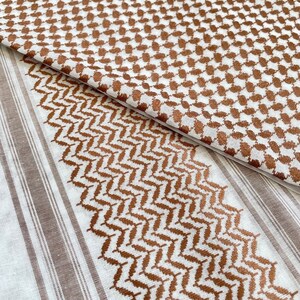 Unisex Light Brown and White Keffiyeh Scarf Original Arab Scarf Saudi ...