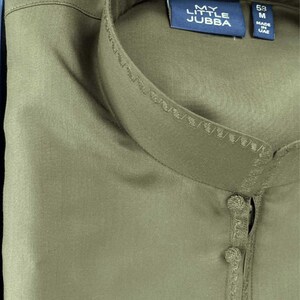 Mens Army Green Bahraini Thobe With Embroidery (mens Thobe/ Jubba/ Mens ...