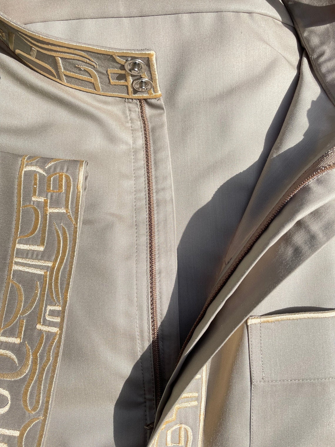 Mens Silvered Sage Saudi Thobe With Gold Embroidery - Etsy