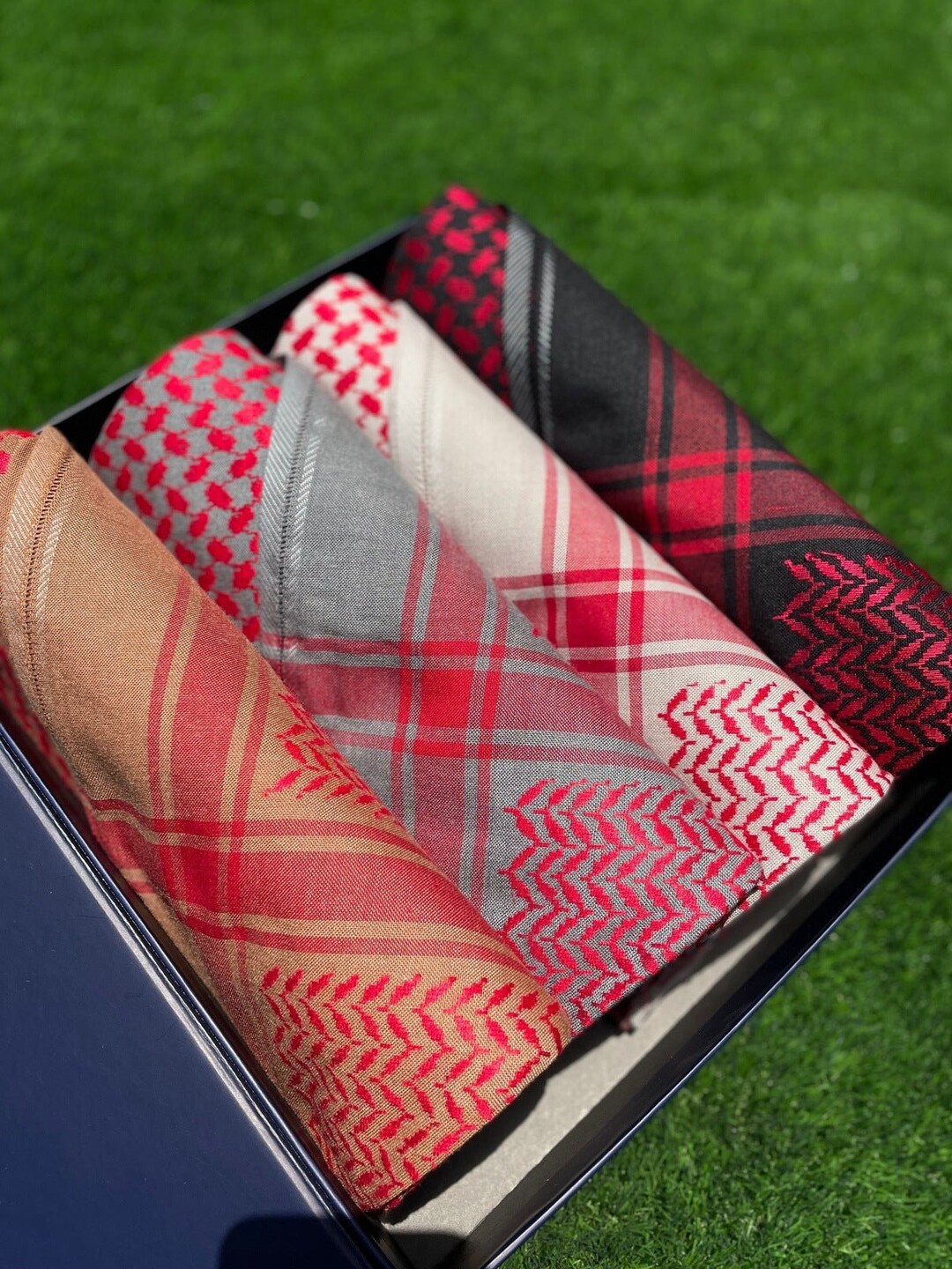 Ruby Red 4 Piece Medium Weight Keffiyeh Scarf Set Original Arab Scarf ...