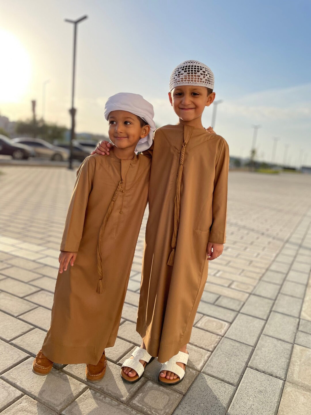 Mustard Emirati Boys Jubba Thobes Jubbah Jubba Thawb Kandora Dishdasha ...