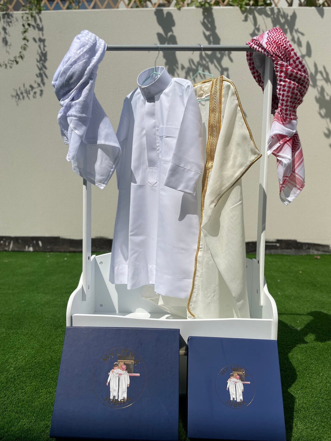 Deluxe Baby Boy Thobe Cream Bisht 0 to 12 Months 4 Items Thobes Jubbah ...