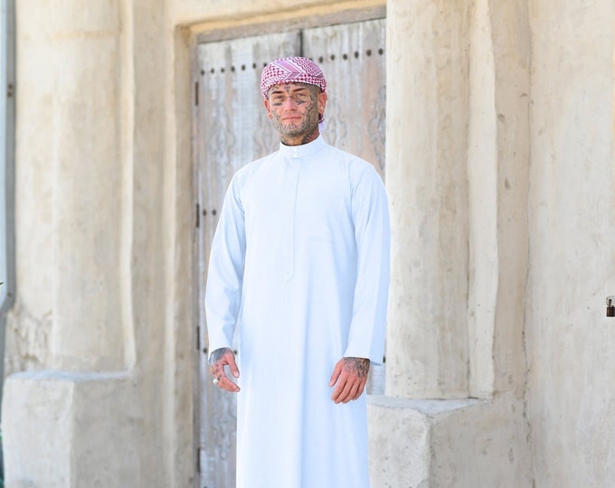 Mens White Saudi Wool Mix Thobes Jubbah Jubba Thawb Kandora Dishdasha ...